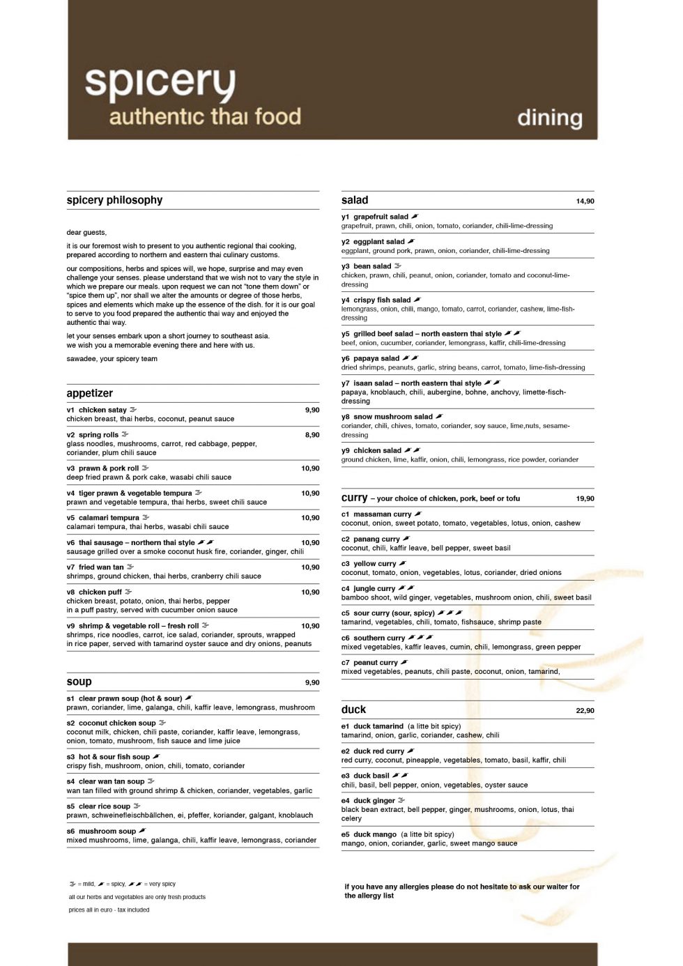 Speisekarte - spicery