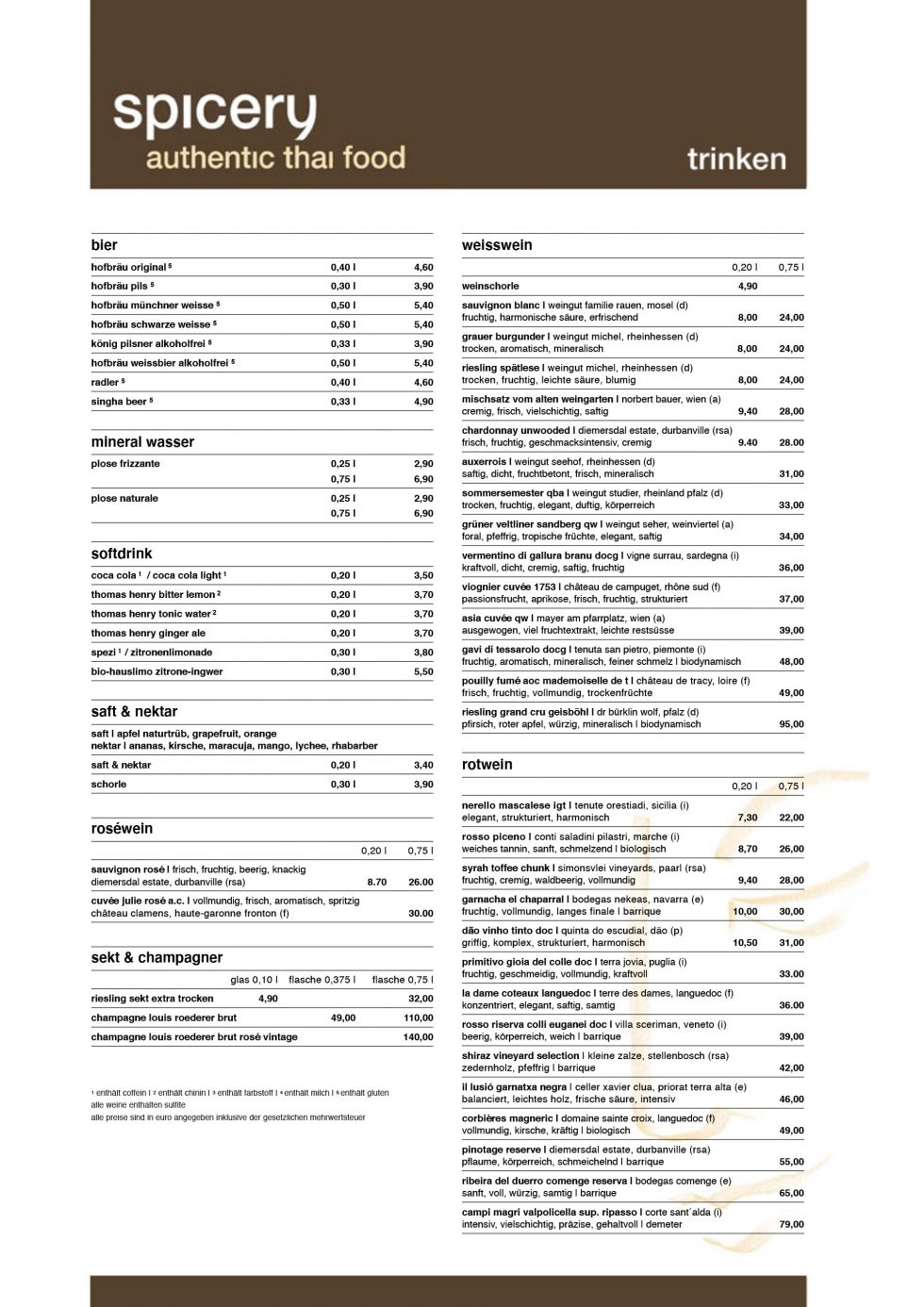Speisekarte - spicery