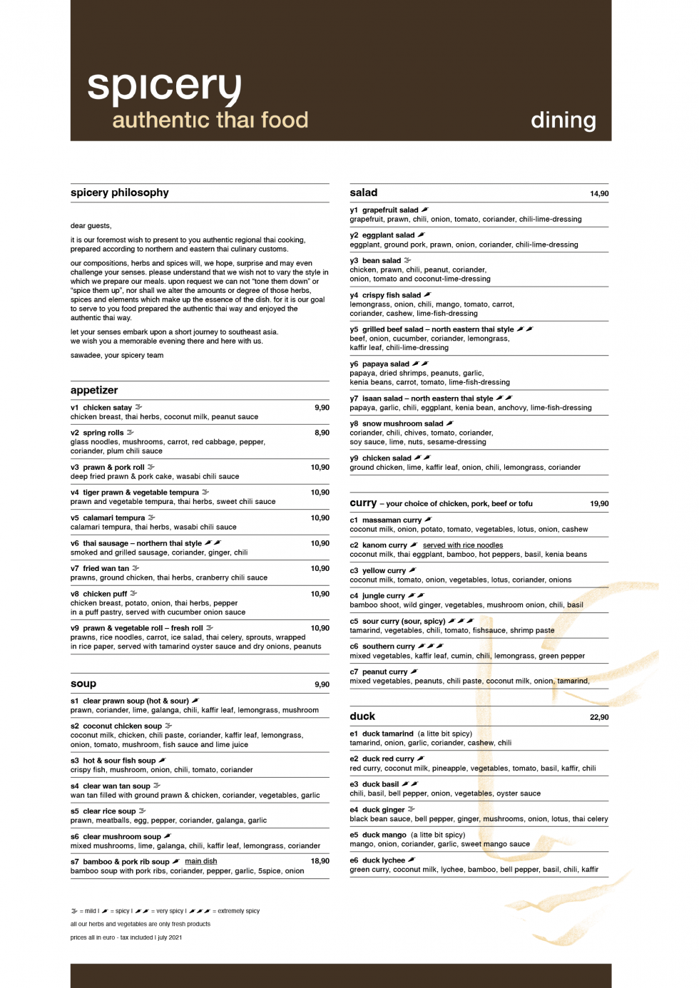 Speisekarte - spicery