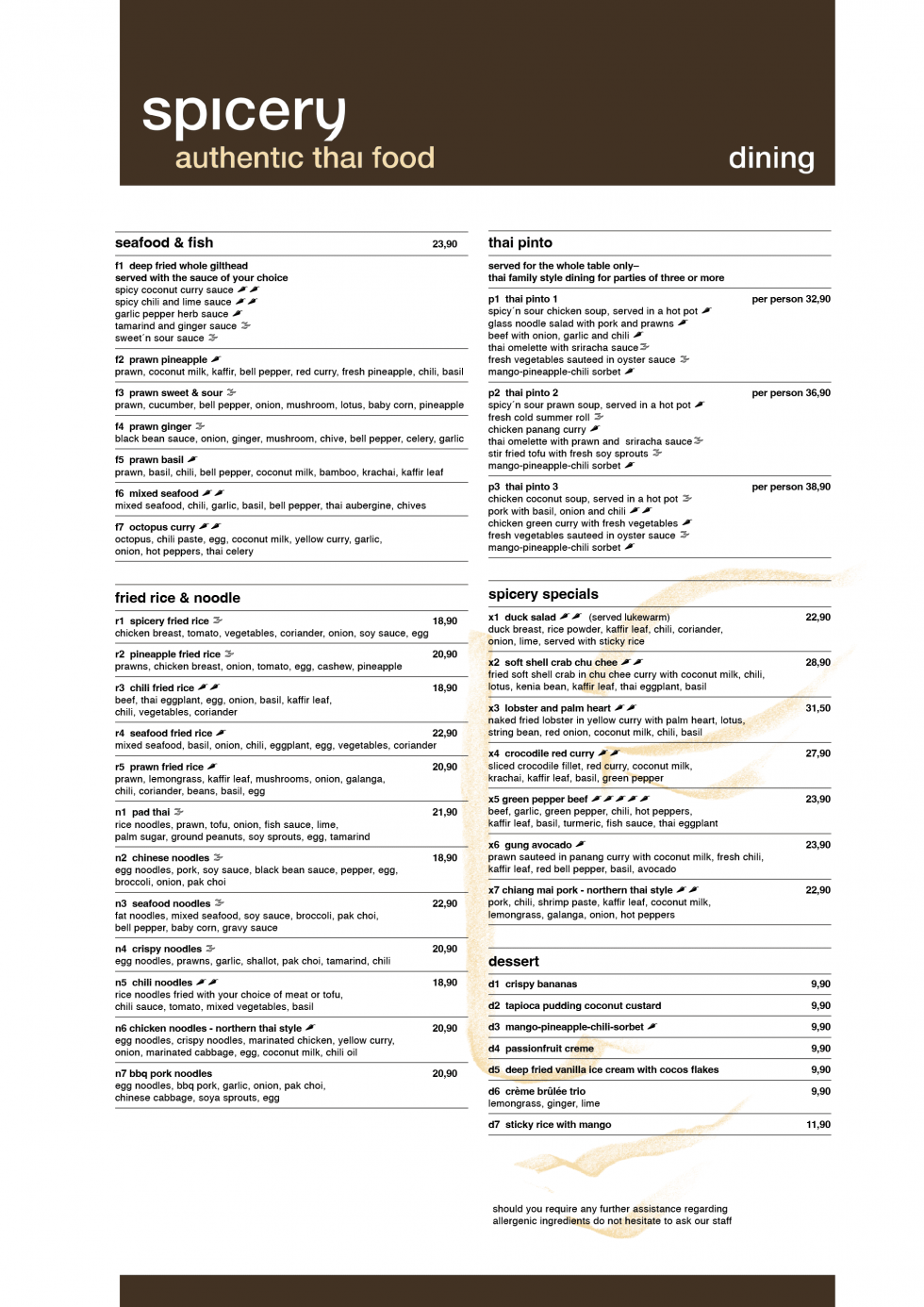 Speisekarte - spicery