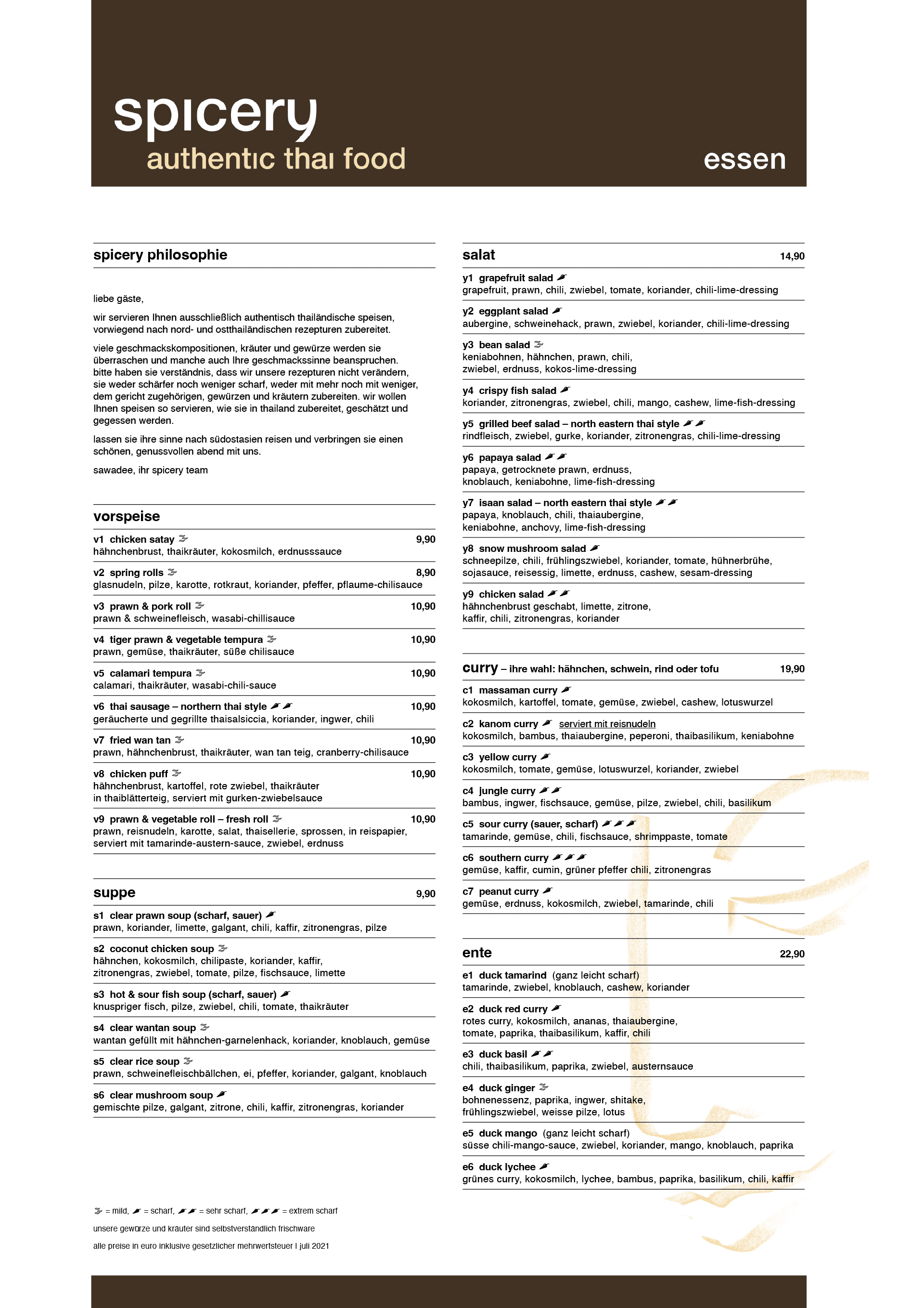 Speisekarte - spicery